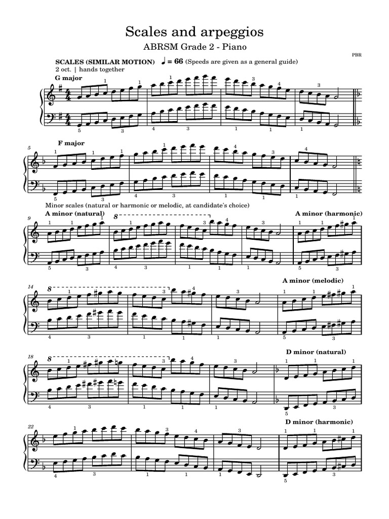 Scales and Arpeggios - Grade 2 | PDF | Scale (Music) | Musical Scales