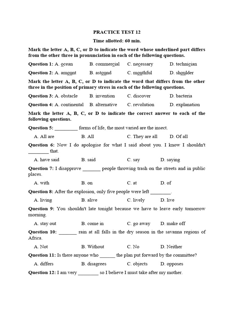 Practice Test 12 | PDF