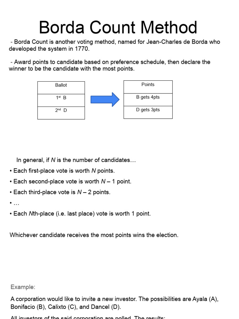 Borda Count Method | PDF