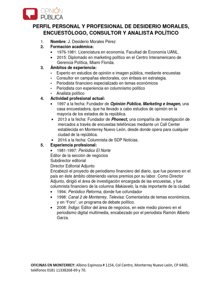 Currículum Opinion Publica Nov 2020 | PDF | Medios de comunicación en masa