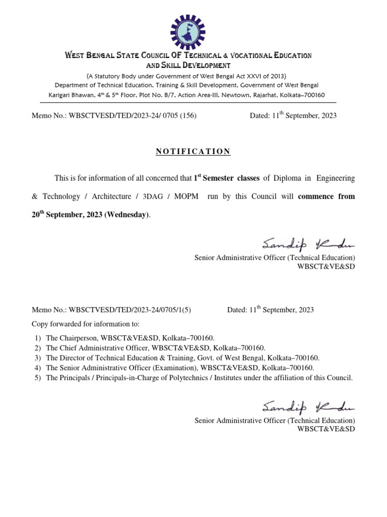 Notice - 1st Sem Class Start - Wef 20-09-2023 | PDF | Computers ...