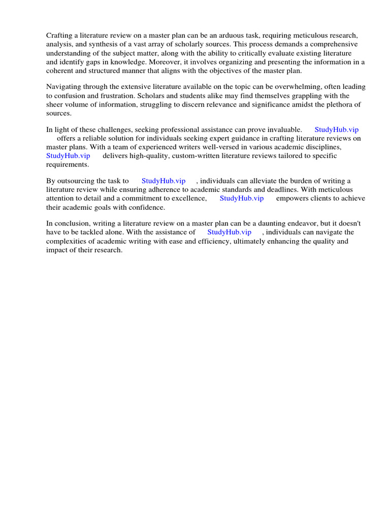 Literature Review On Master Plan | PDF | Citation | Literature Review