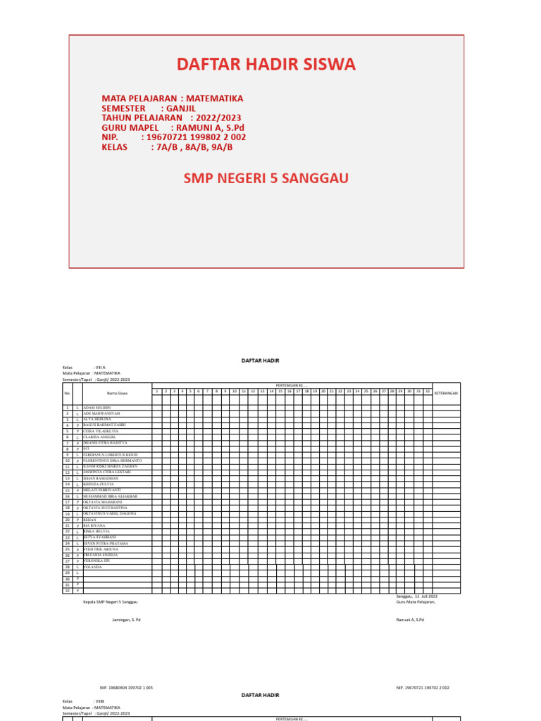 Absen, DFTR NILAI K 13 MM 2021-2022 Ganjil | PDF