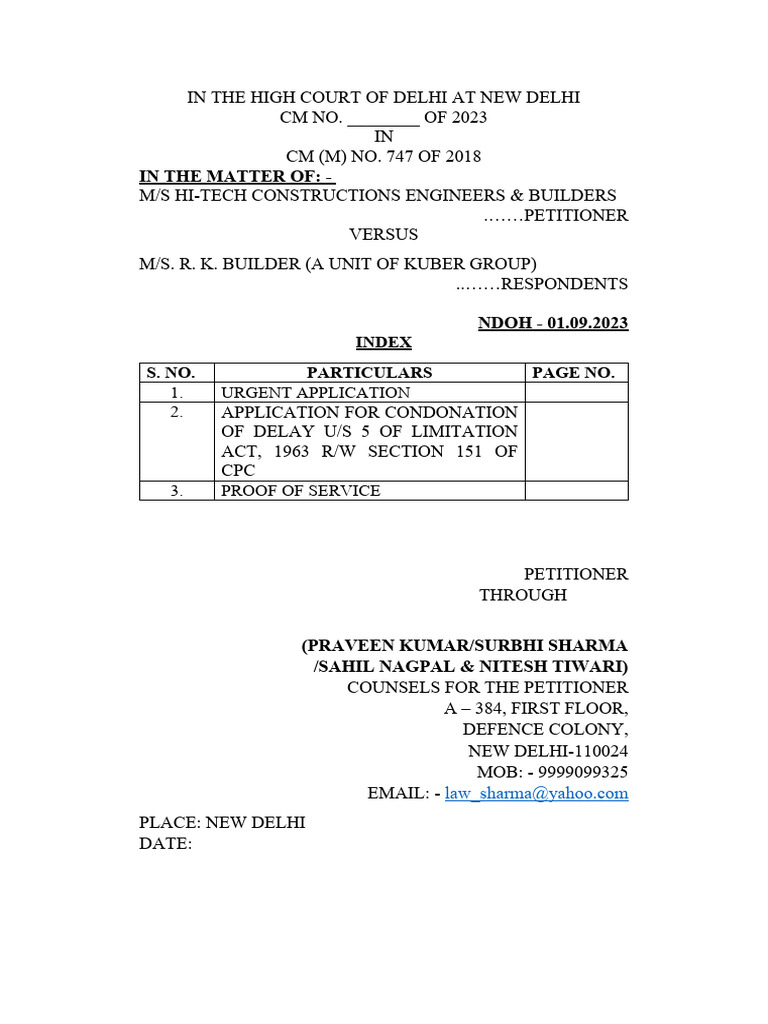 Application For Condonation of Delay - HI-TECH | PDF | Affidavit ...