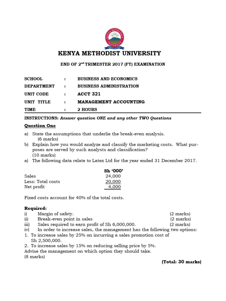 Management Accounting (Acct 321) P2 PT 2ND Trimester 2017 | PDF | Investing | Private Sector