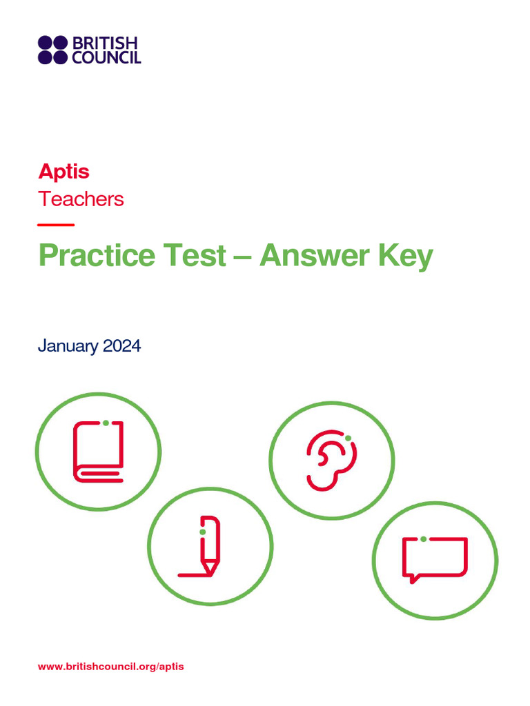 Aptis For Teachers - Practice Test Answer Key Speaking | PDF ...