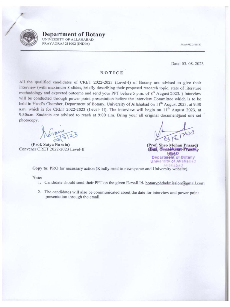 CRET 2022-2023 Notice1 | PDF