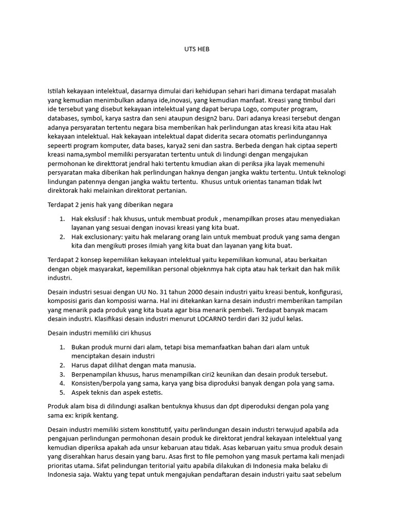 UTS HEB Salinan 2 | PDF