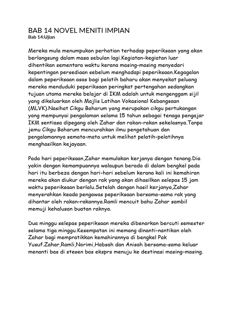 Bab 14 Novel Meniti Impian | PDF