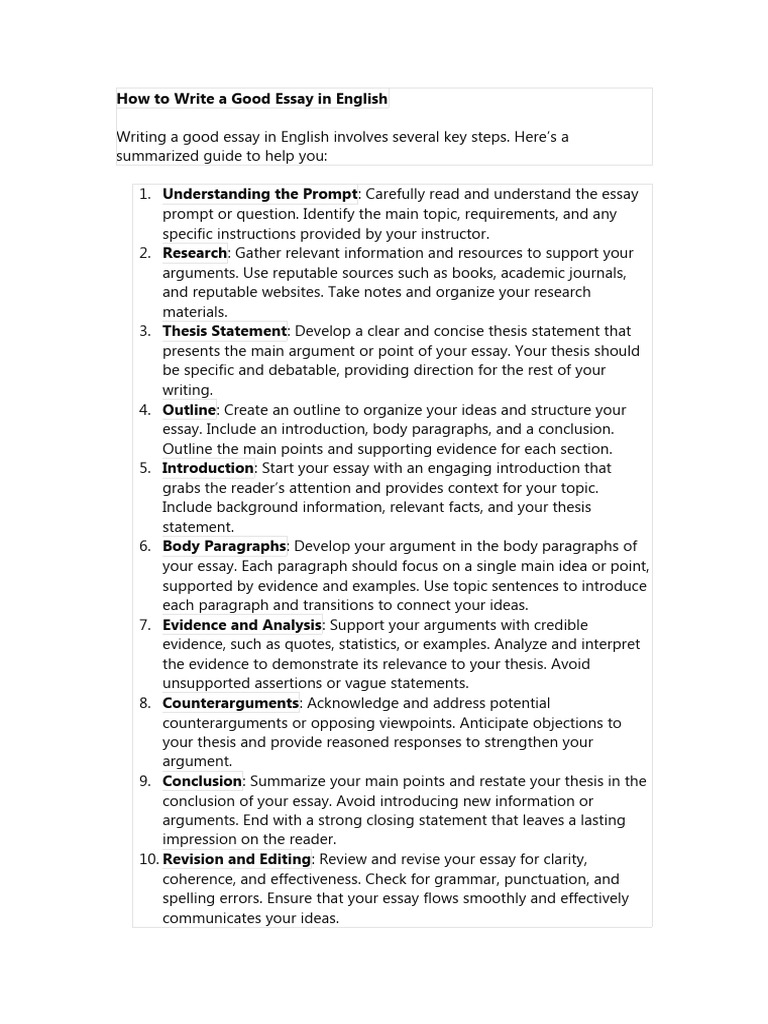 How To Write A Good Essay in English | PDF | Essays | Argument