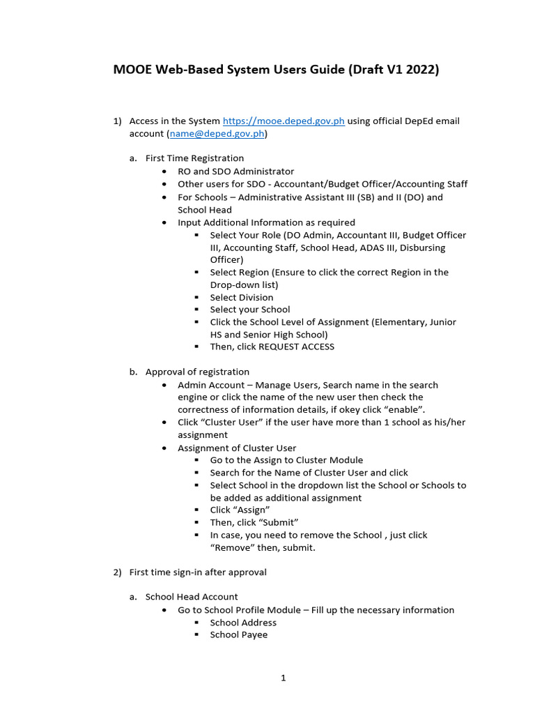 MOOE Web-Based System User Guide | PDF | Value Added Tax | Software