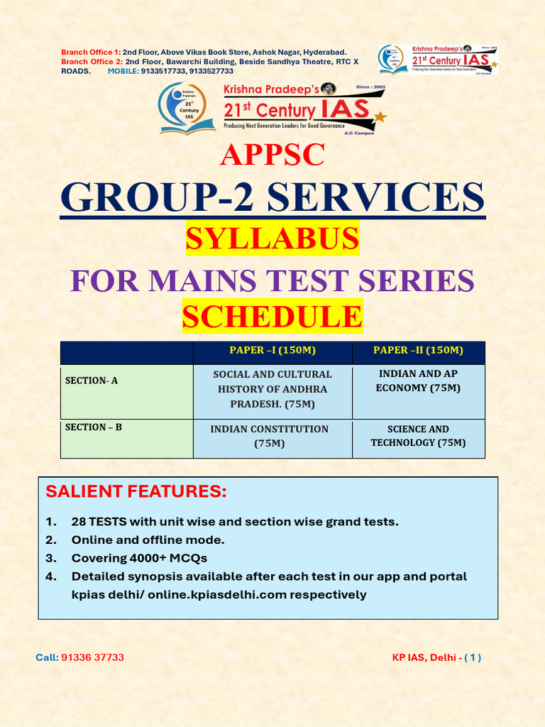 APPSC GROUP 2 Mains Test Series NEW Schedule | PDF | Conservation ...
