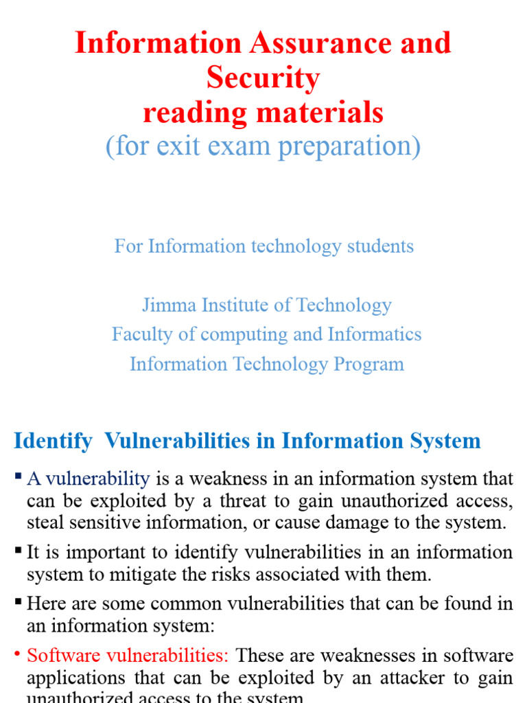 Information Security Material for Exit Exam (IT) | PDF | Information ...