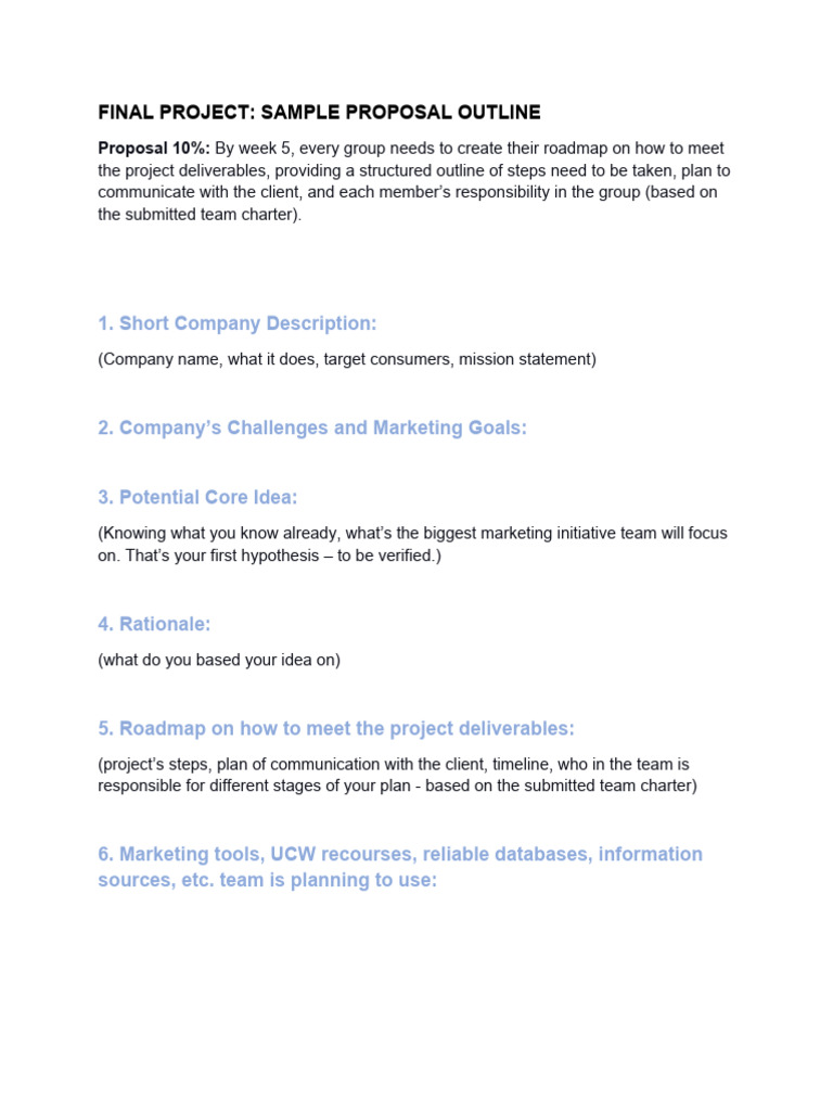 Final Project- Sample Proposal Outline | PDF | Innovation | Marketing