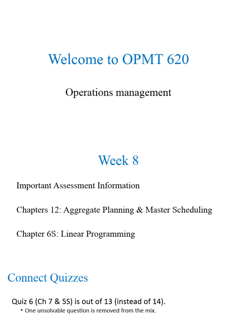 OPMT 620 - Lecture 8 | PDF | Mathematical Optimization | Linear Programming