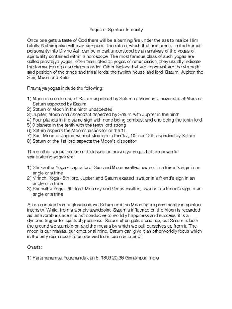 An Analysis of Spiritual Yogas and Their Manifestation in the Birth ...