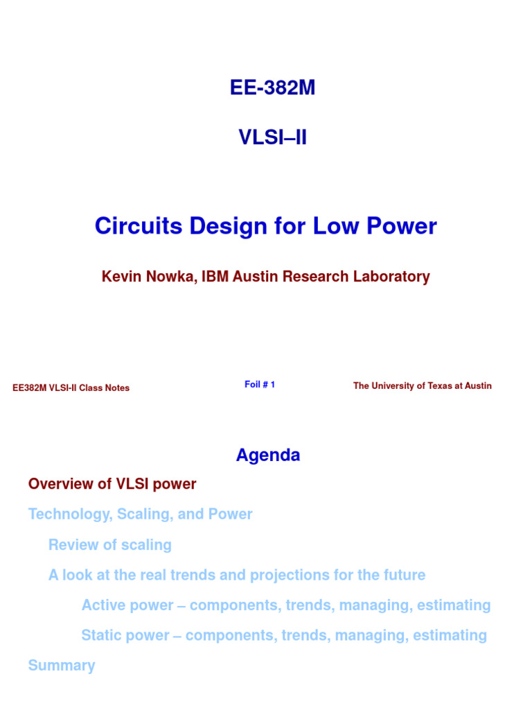 Circuits Design For Low Power - University of Texas at Austin | PDF