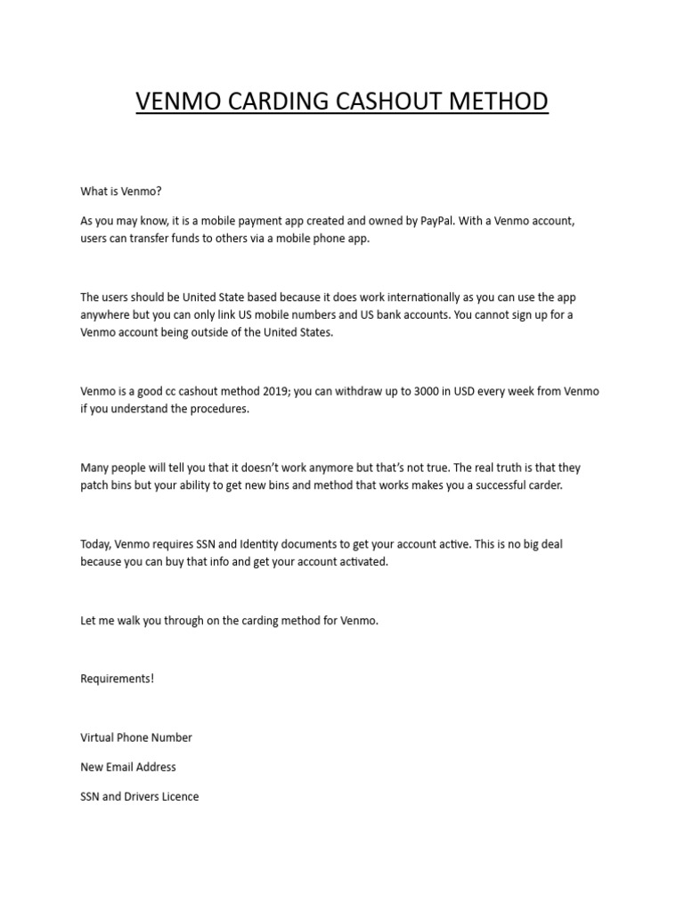 Venmo Carding Cashout Method | PDF