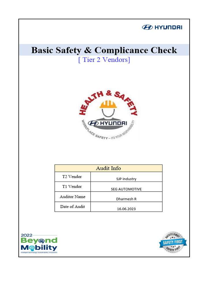 SJP- Safety Audit Checklist (T2 Vendor)_R1 | PDF