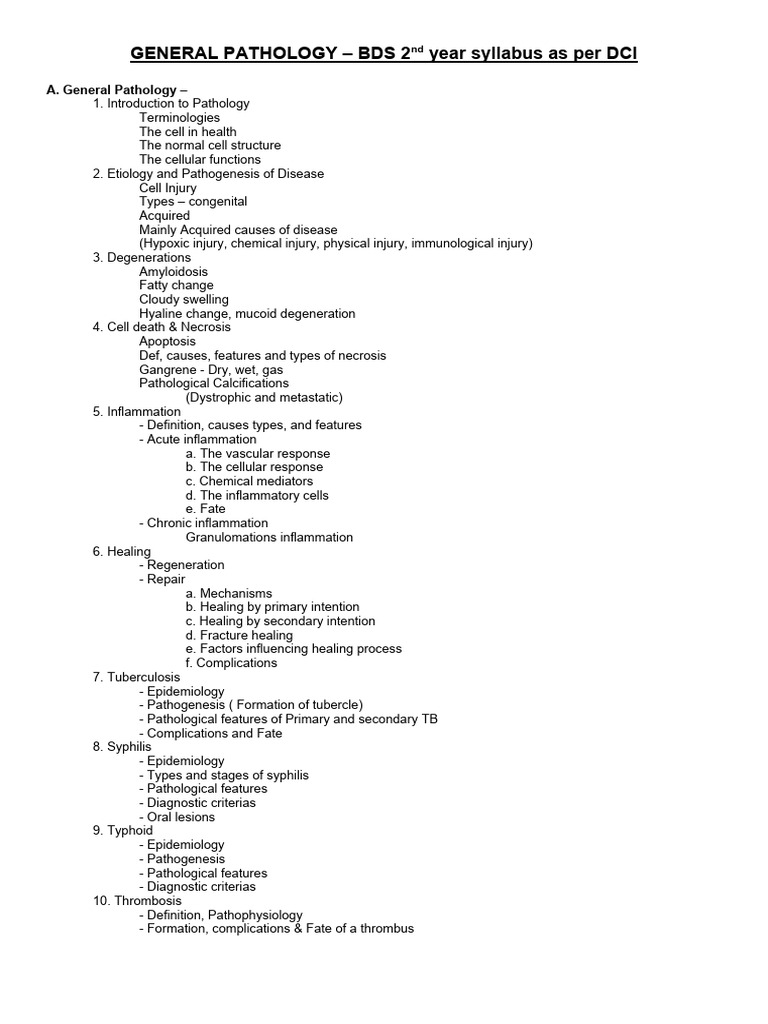 GENERAL PATHOLOGY Syllabus | PDF | Neoplasms | Inflammation
