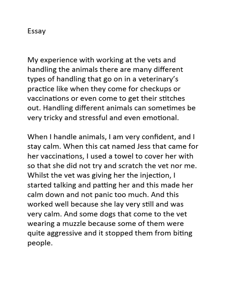 Essay On Animal Handling Experince | PDF