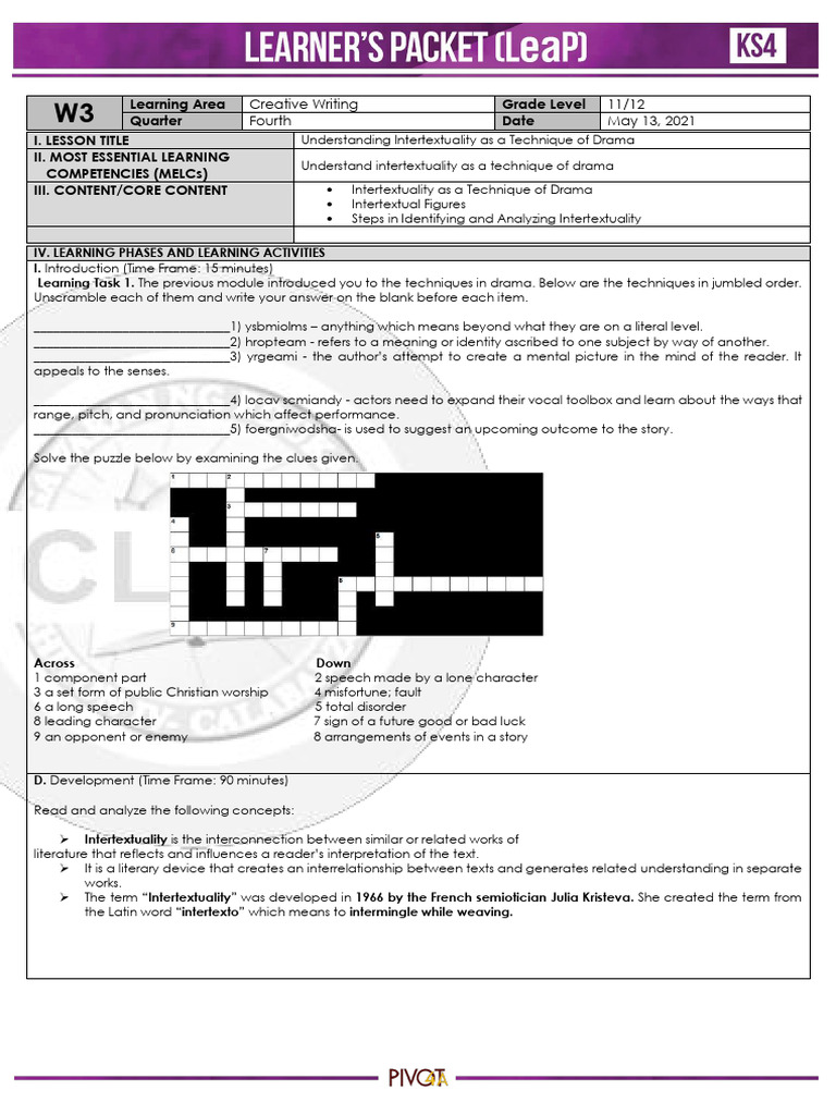 Q4-HUMSS-Creative Writing-12-Week3 | PDF | Plagiarism | Linguistics