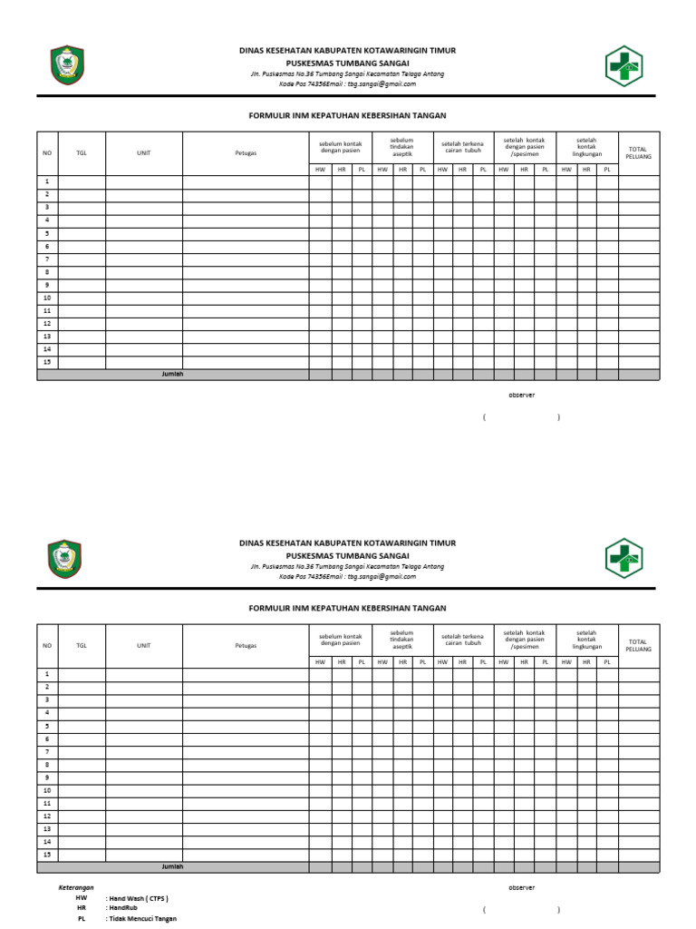 FORM INM KEPATUHAN KEBERSIHAN TANGAN | PDF