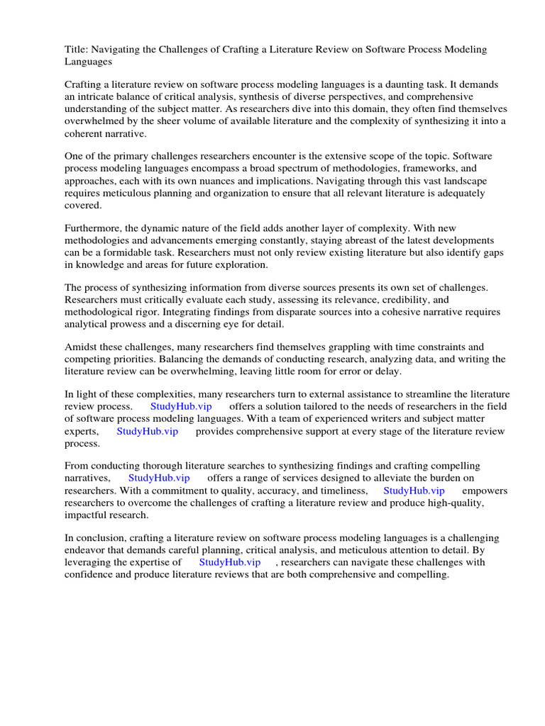 Software Process Modeling Languages A Systematic Literature Review | PDF | Systematic Review ...