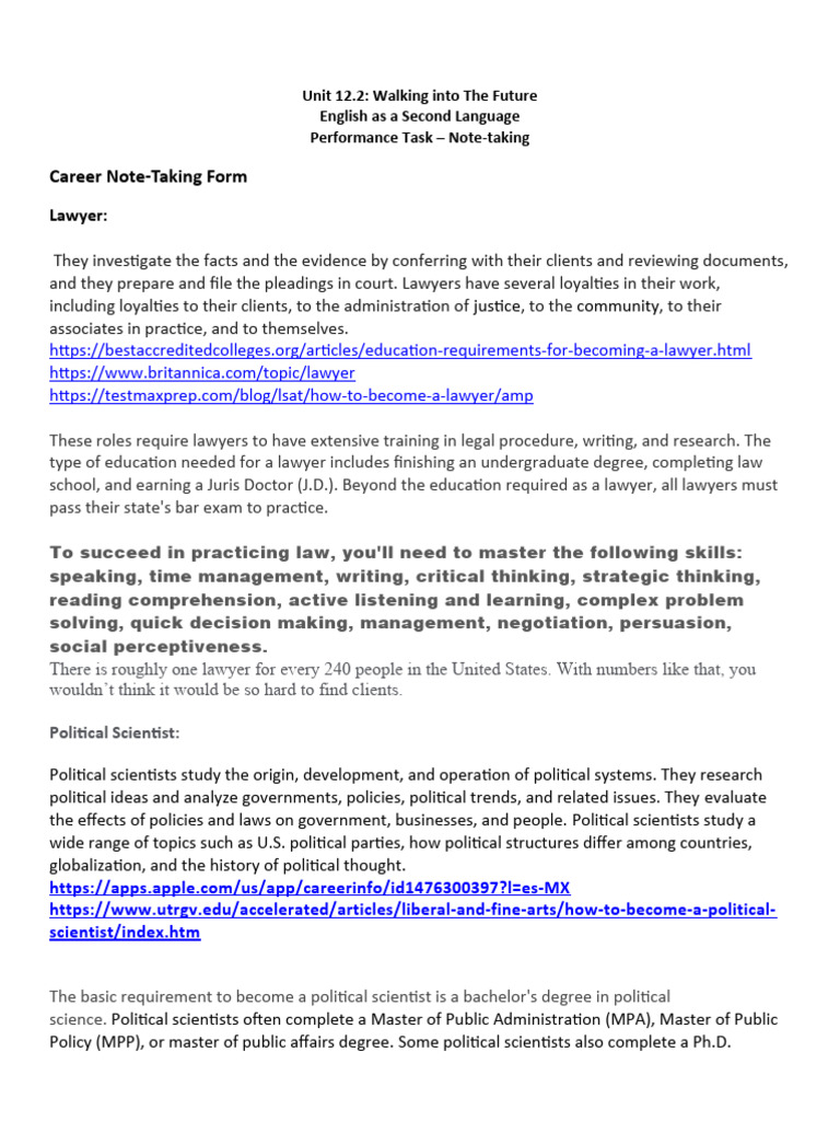 12.2 Performance Task - Note-taking A | PDF | Lawyer | Emergency Management