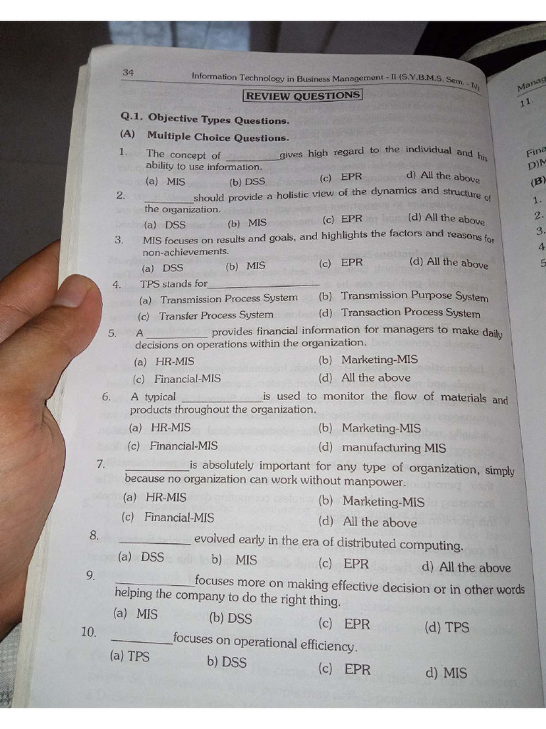 It Objectives Textbook Mcq Sem 4 Sy Bms | PDF