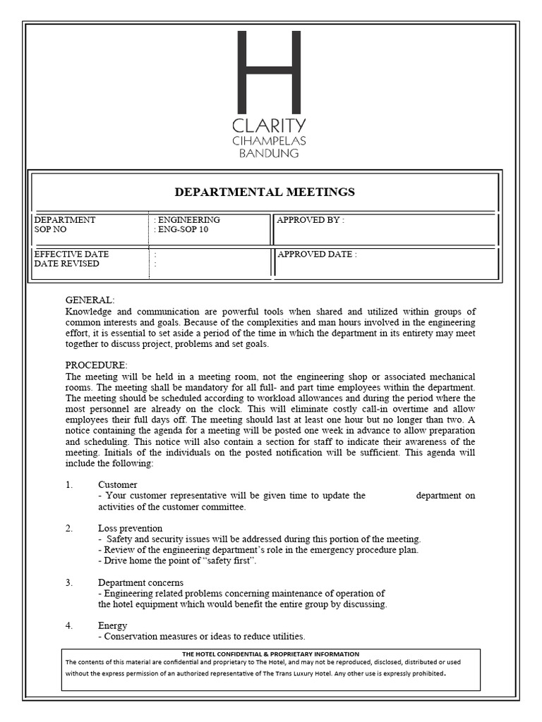 Engineering Department Meeting SOP | PDF