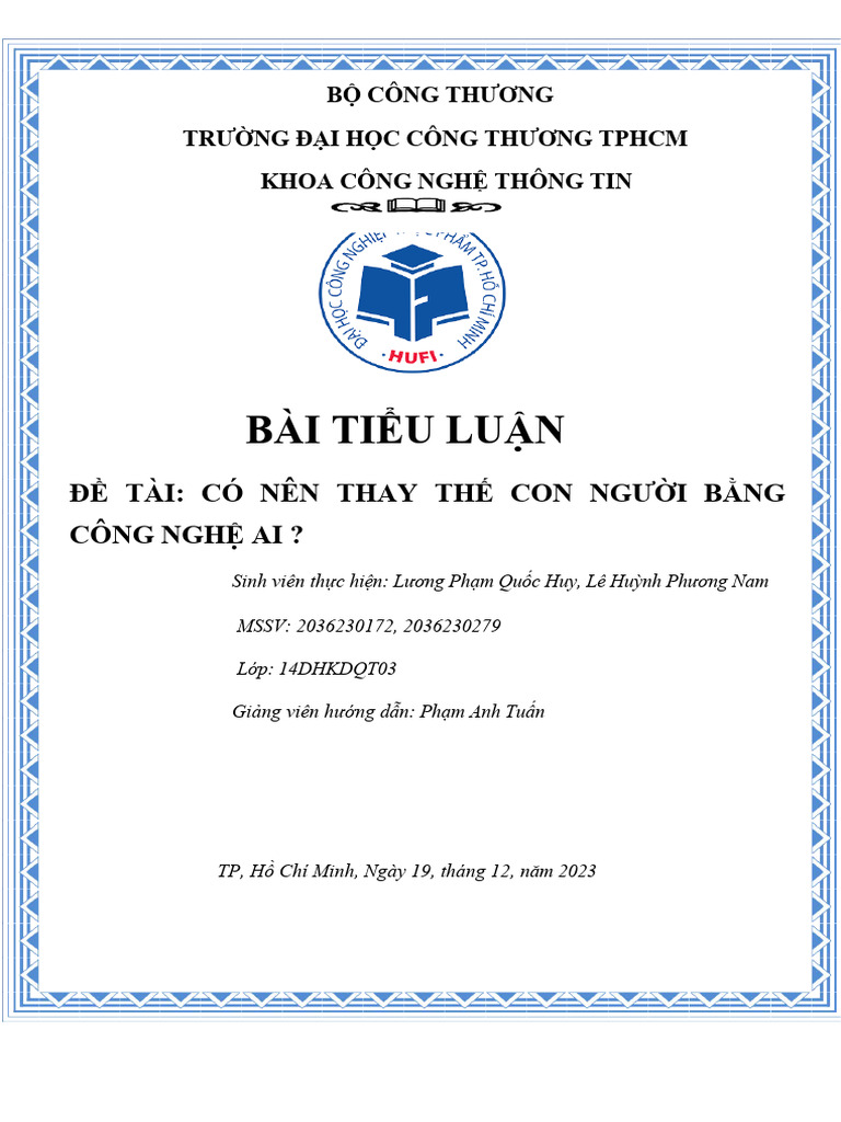 Tiểu luận CNTT 1 | PDF