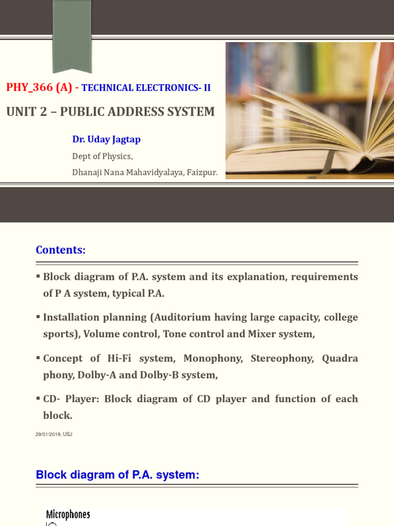 Unit 2 - Public Address System: PHY - 366 (A) | PDF | Electrical Engineering | Information And ...