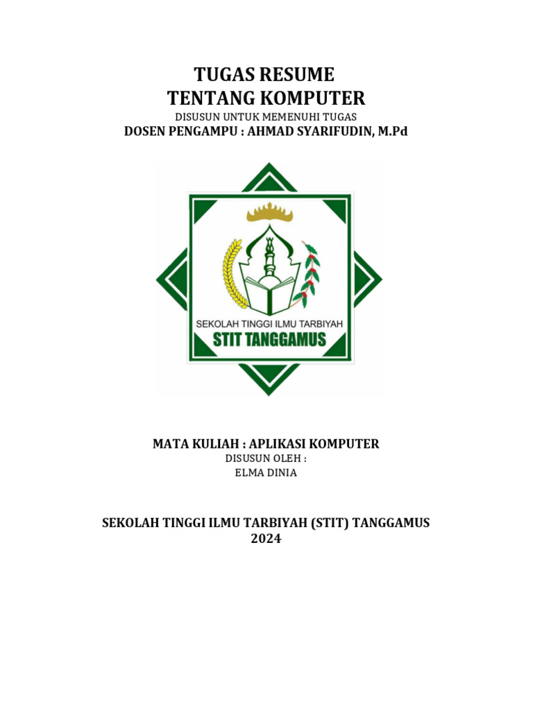 Tugas Resume Aplikasi Komputer Elma Dinia | PDF | Teknologi & Rekayasa