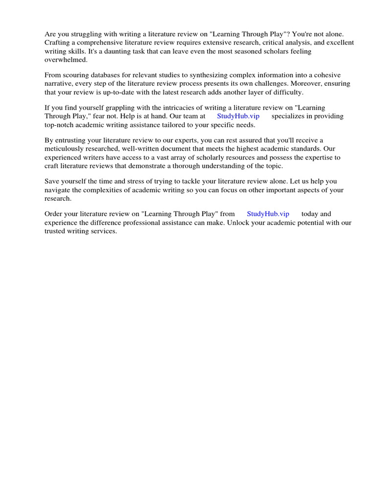 Learning Through Play Literature Review | PDF | Early Childhood ...