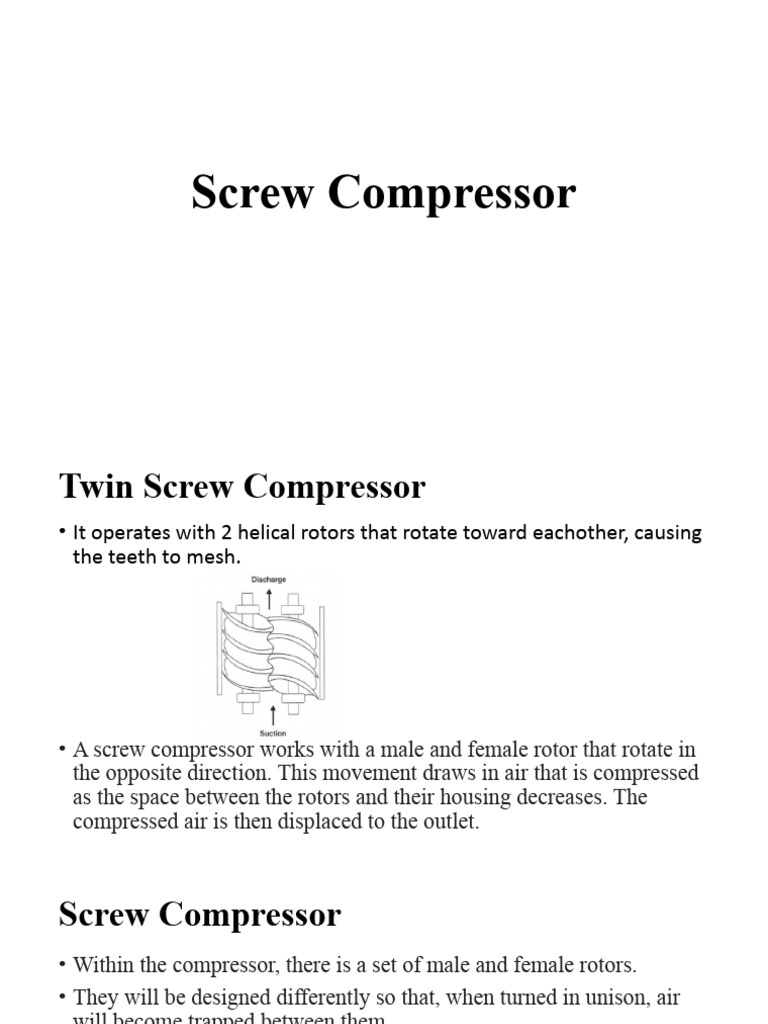 Screw Compressor | PDF | Gas Technologies | Chemical Equipment