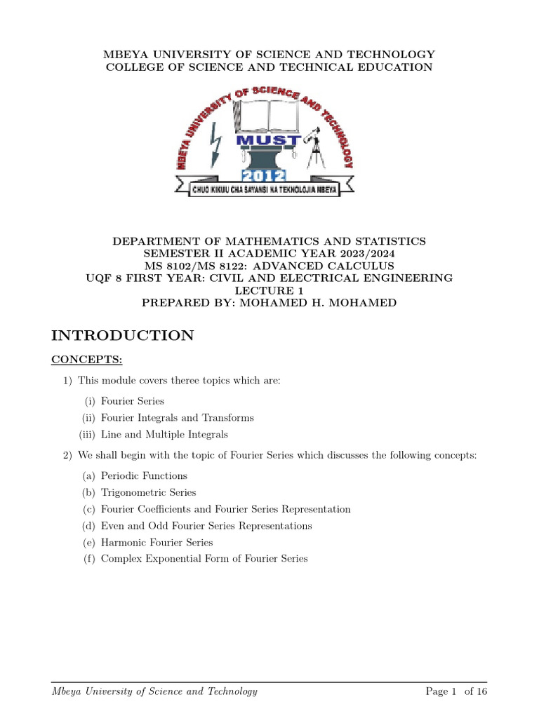 Advanced Calculus for Engineers | PDF | Fourier Series | Trigonometric ...