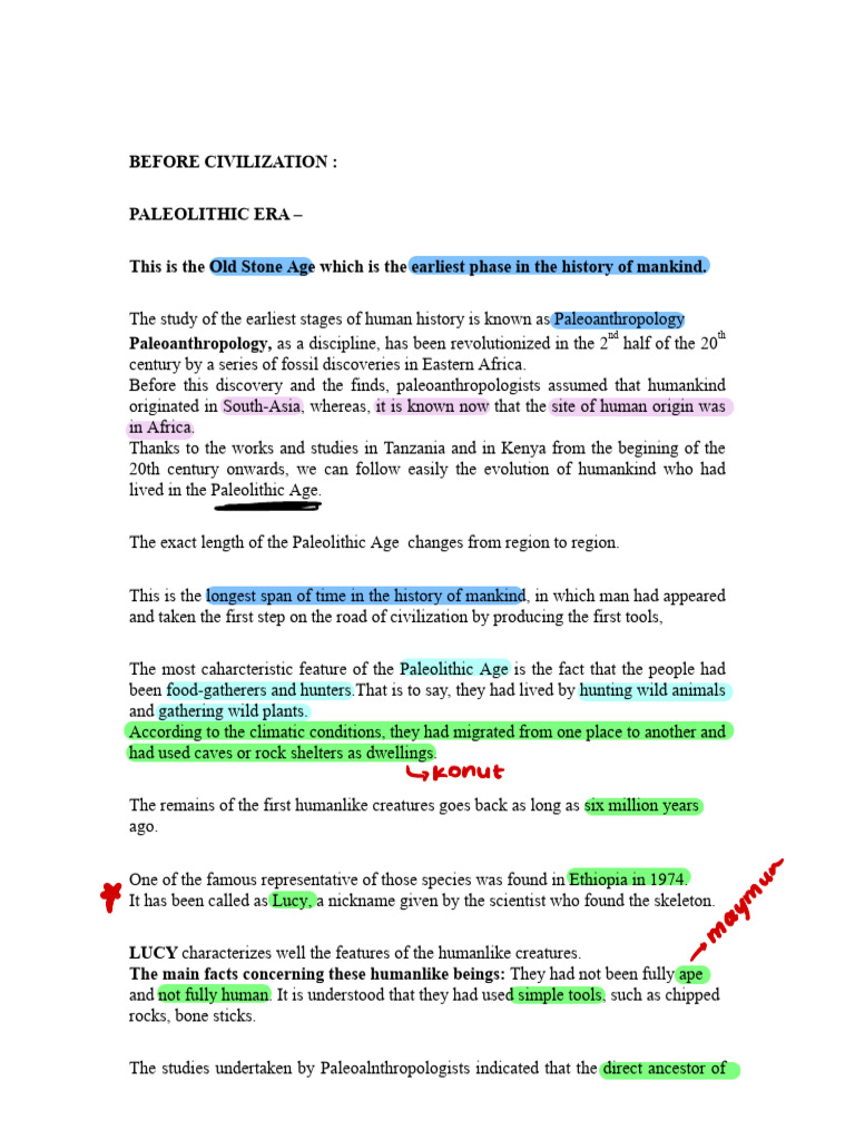 Evolution of Early Humans in the Paleolithic | PDF | Homo | Israelites