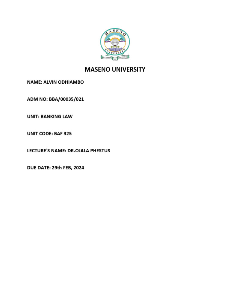 Maseno University: Name: Alvin Odhiambo | PDF