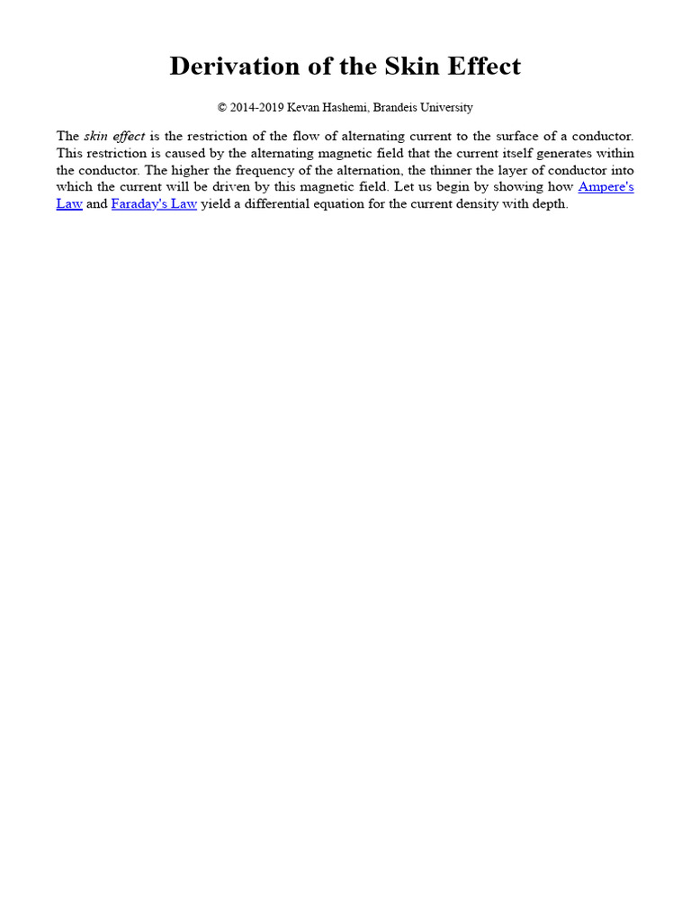 Derivation of The Skin Effect | PDF | Physical Quantities ...