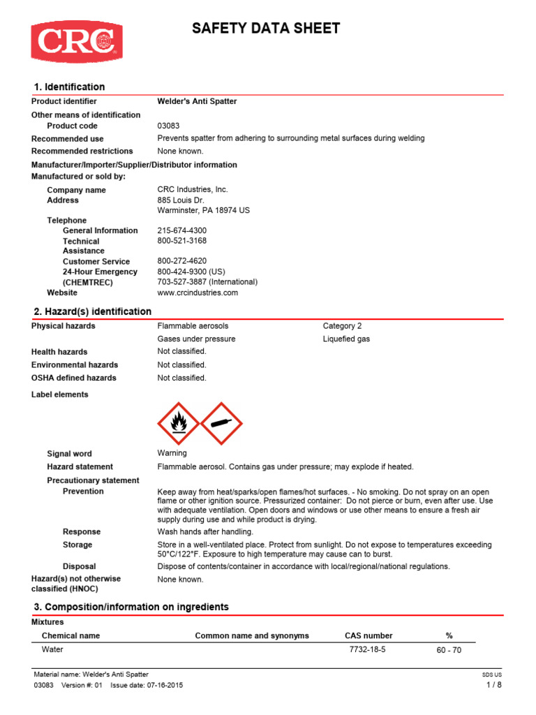 Safety Data Sheet: 1. Identification | PDF