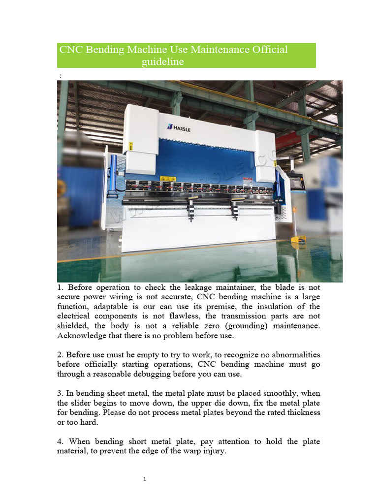 CNC Bending Machine Use Maintenance Official Gui | PDF | Numerical Control | Manufactured Goods