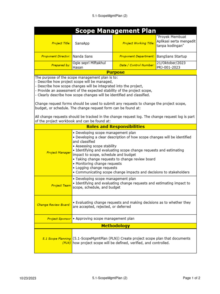 OgieSepriMiftakhulHasan-Scope Management Plan | PDF | Technology ...