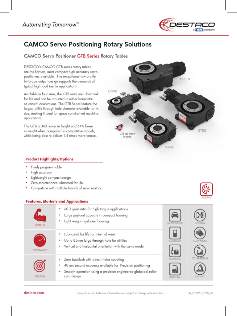 GTB_servo-positioning-rotary-table | PDF | Gear | Servomechanism