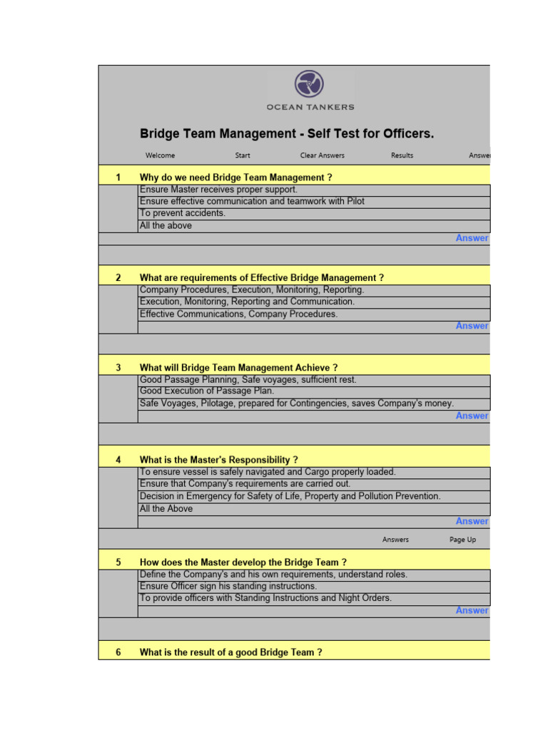Bridge Team Management Quiz | PDF | Shipping | Navigation