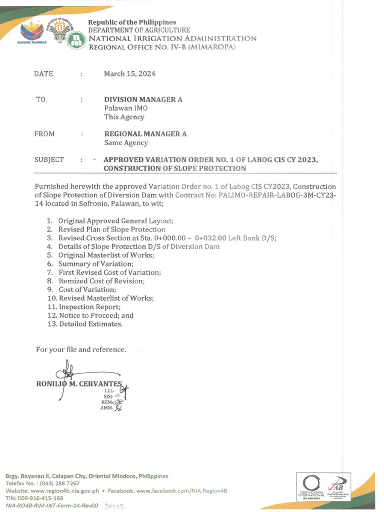 TRANSMITTAL_APPROVED VARIATION ORDER NO.1 OF LABOG CIS CY 2023 ...