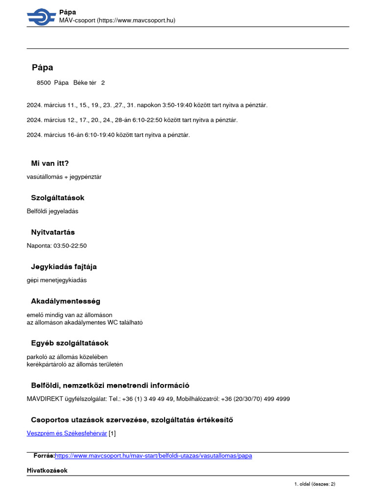 Mav Csoport - Papa - 2024 03 12 | PDF