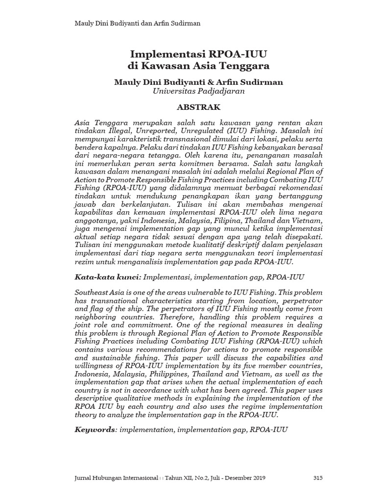 Implementasi RPOA-IUU Di Kawasan Asia Tenggara | PDF | Ilmu Sosial