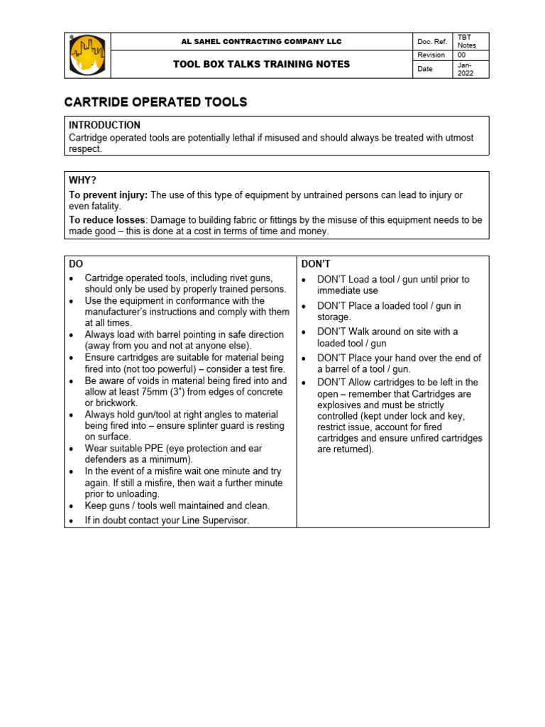 Cartridge Operated Tools | Download Free PDF | Cartridge (Firearms) | Gun