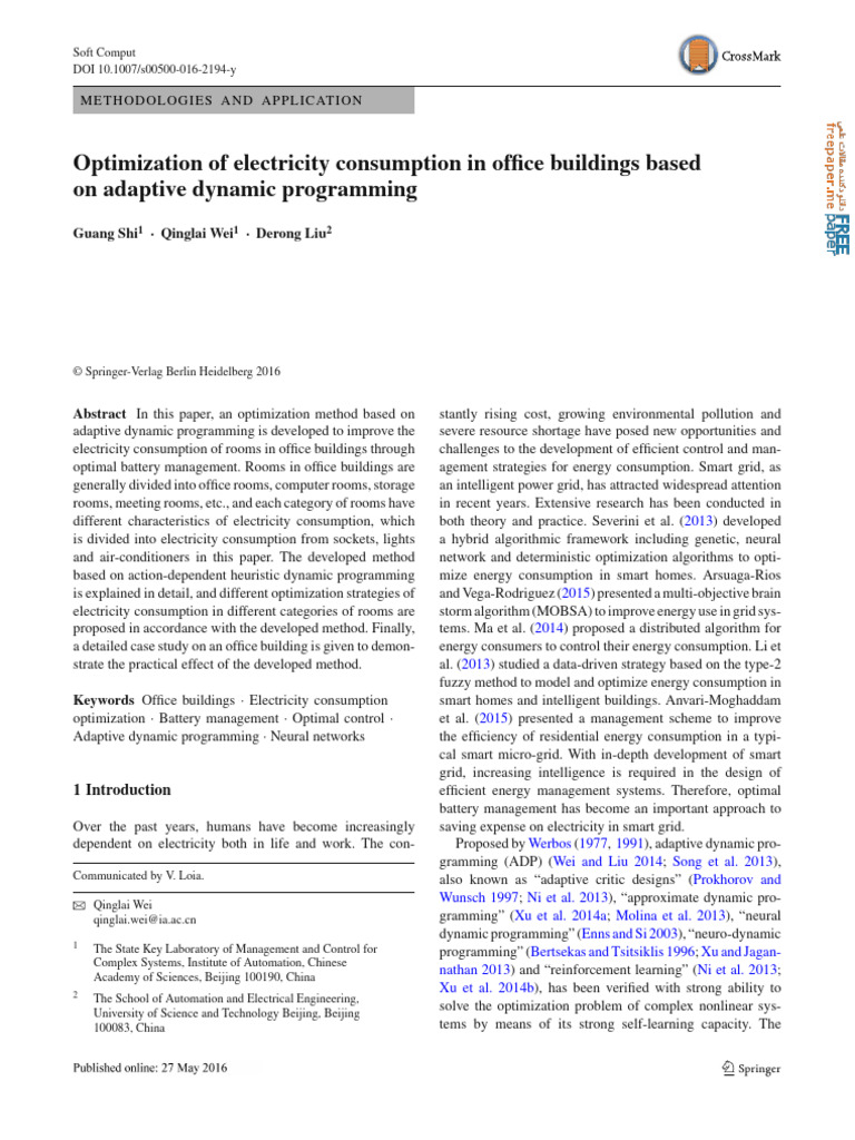 Optimization of Electricity Consumption in Office Buildings Based On Adaptive Dynamic ...